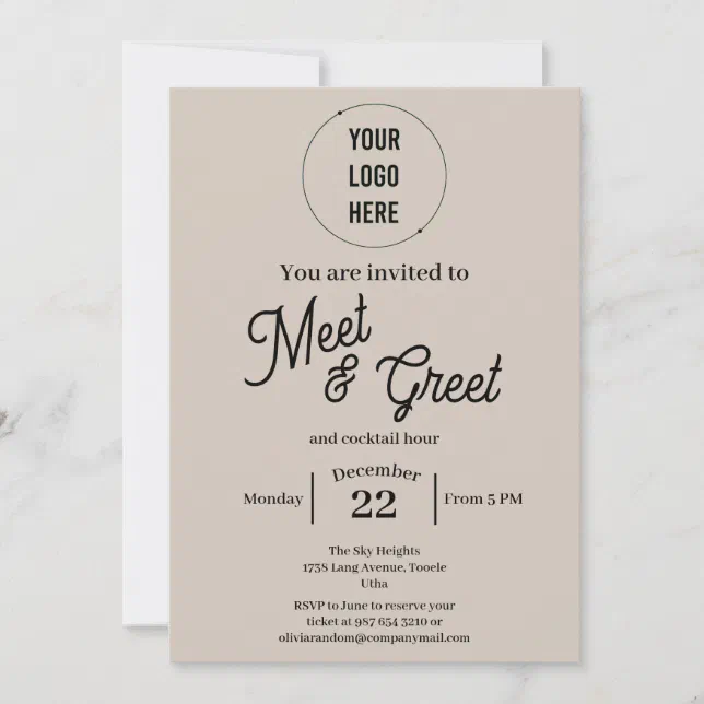 Modern meet and greet business minimalist invitation | Zazzle