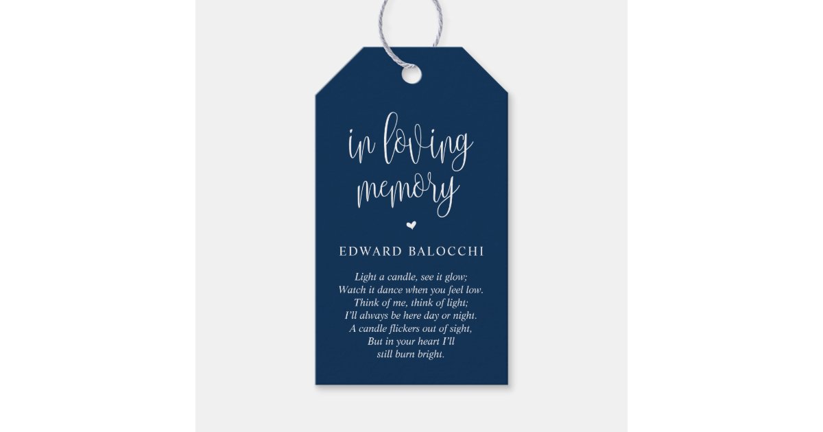 Modern, Memorial Candle, Funeral Service Tag | Zazzle
