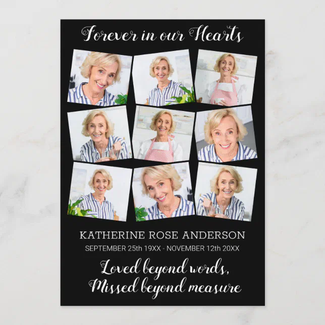 Modern Memorial Order Of Service 9 Photo Funeral Program | Zazzle