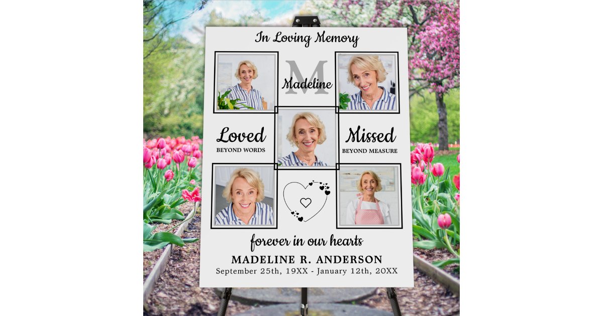 Modern Memorial Personalized Photo Collage Funeral Foam Board | Zazzle