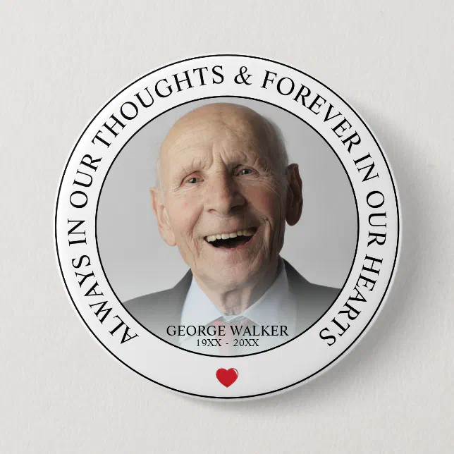 Modern Memorial Photo Tribute | Funeral Button | Zazzle