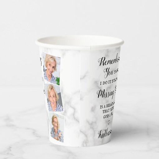 Modern Memorial Remembrance Custom Photo Funeral P Paper Cups | Zazzle