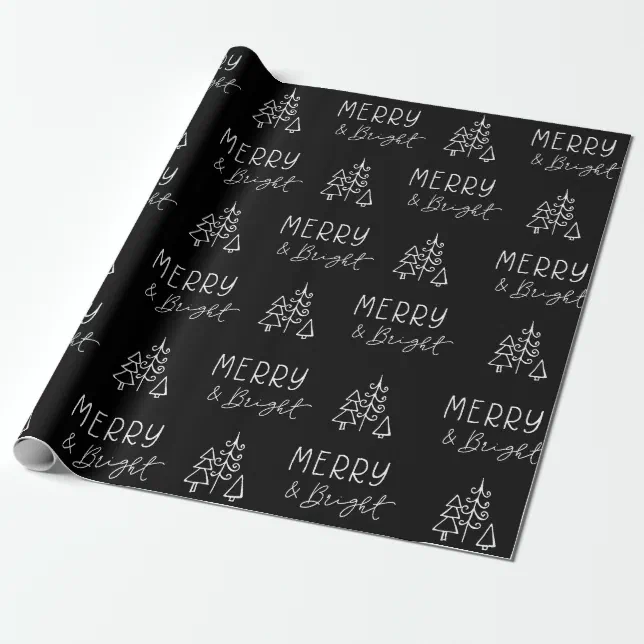 Modern Merry and Bright Wrapping Paper | Zazzle