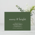 Modern Merry & Bright Green Christmas Holiday Invitation | Zazzle