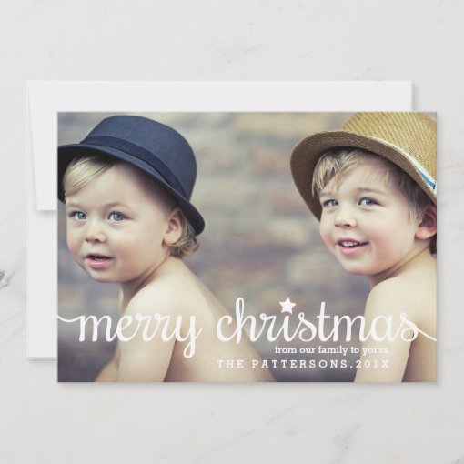 Modern Merry Christmas Big Two Photo Card | Zazzle