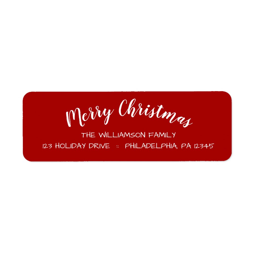 Modern Merry Christmas Holiday Return Label | Zazzle