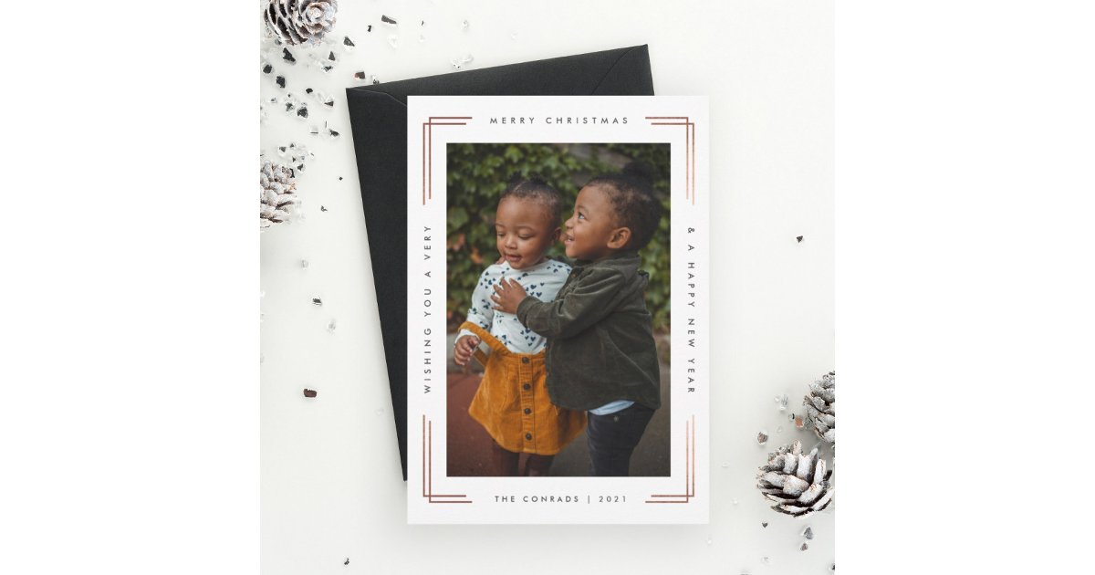 Modern merry Christmas photo card one picture | Zazzle