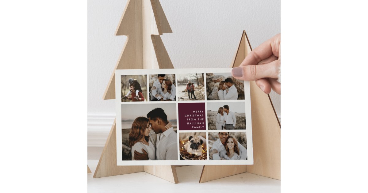 Modern Merry | Christmas Photo Collage Holiday Card | Zazzle