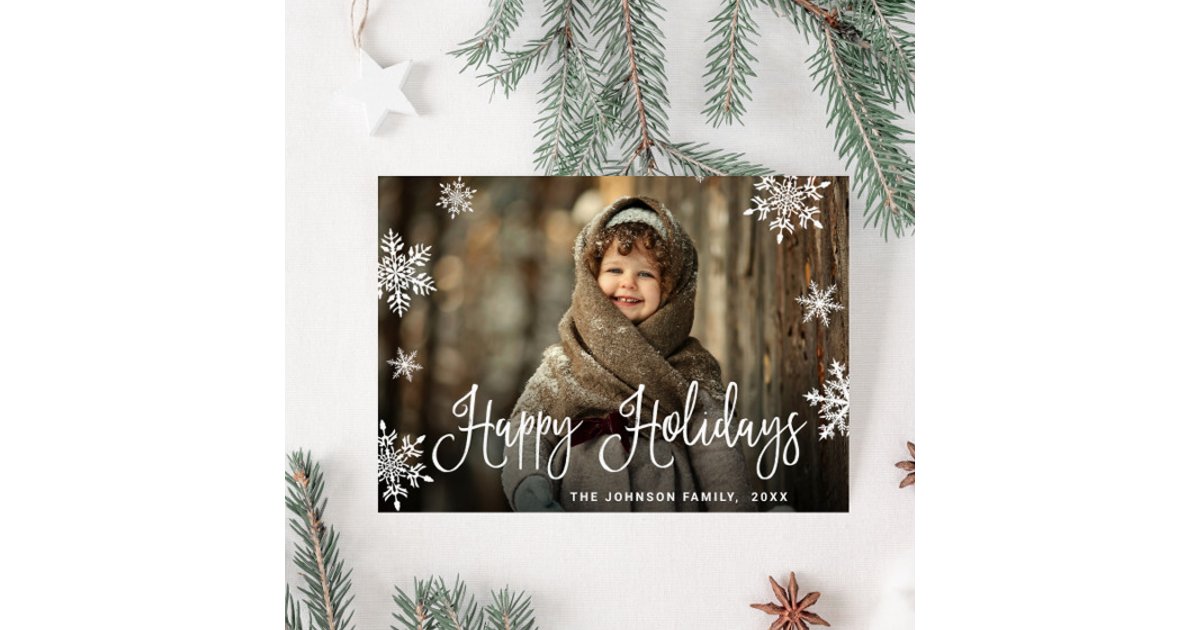Modern Merry Christmas PHOTO QR code Holiday Card | Zazzle