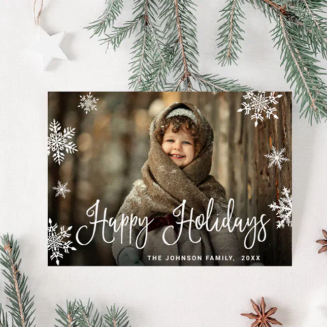 Modern Merry Christmas PHOTO QR code Holiday Card | Zazzle