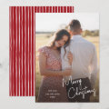 Modern Merry Christmas Script Simple Photo Holiday Card | Zazzle