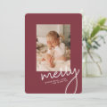 Modern Merry Christmas Simple Script One Photo Holiday Card | Zazzle