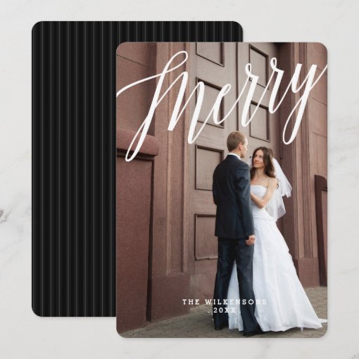 Modern Merry & Married Christmas Photo Card | Zazzle