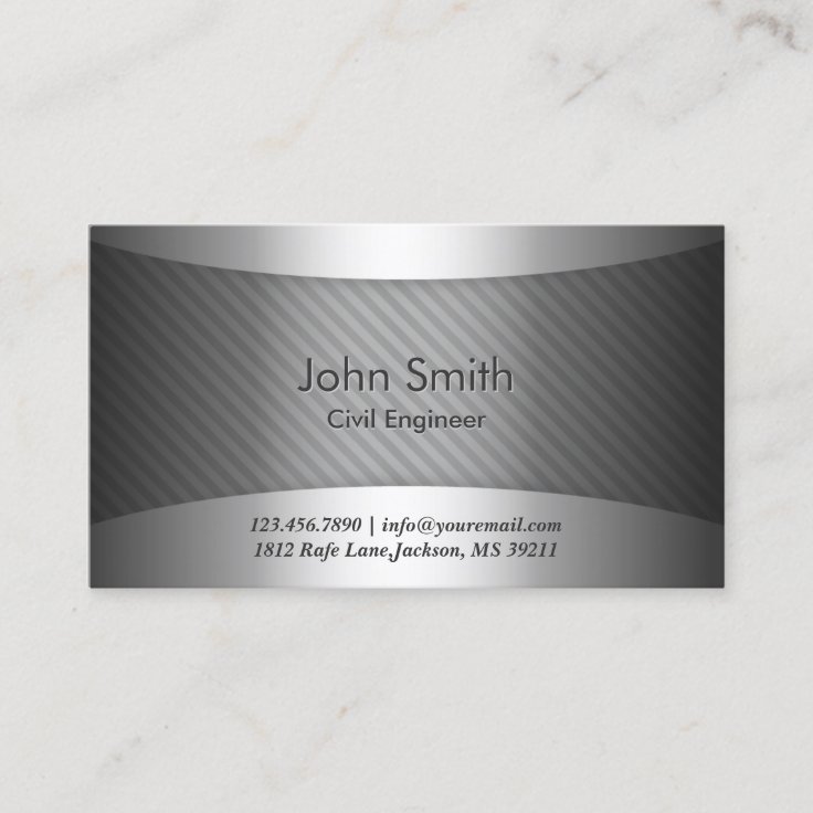 Modern Metal Civil Engineer Business Card | Zazzle
