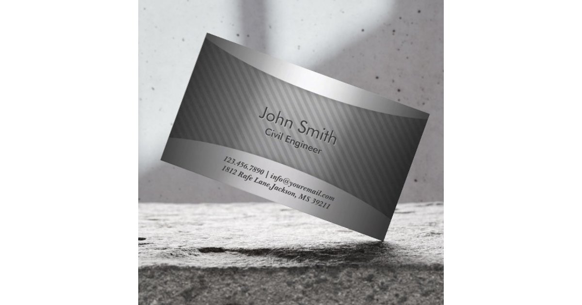 Modern Metal Civil Engineer Business Card | Zazzle