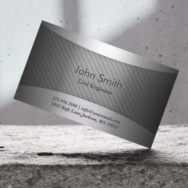 Modern Metal Civil Engineer Business Card | Zazzle