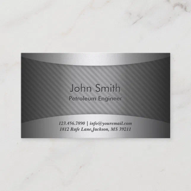 Modern Metal Petroleum Engineer Business Card | Zazzle