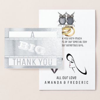 Modern Metal Texture Thank You Foil Card | Zazzle