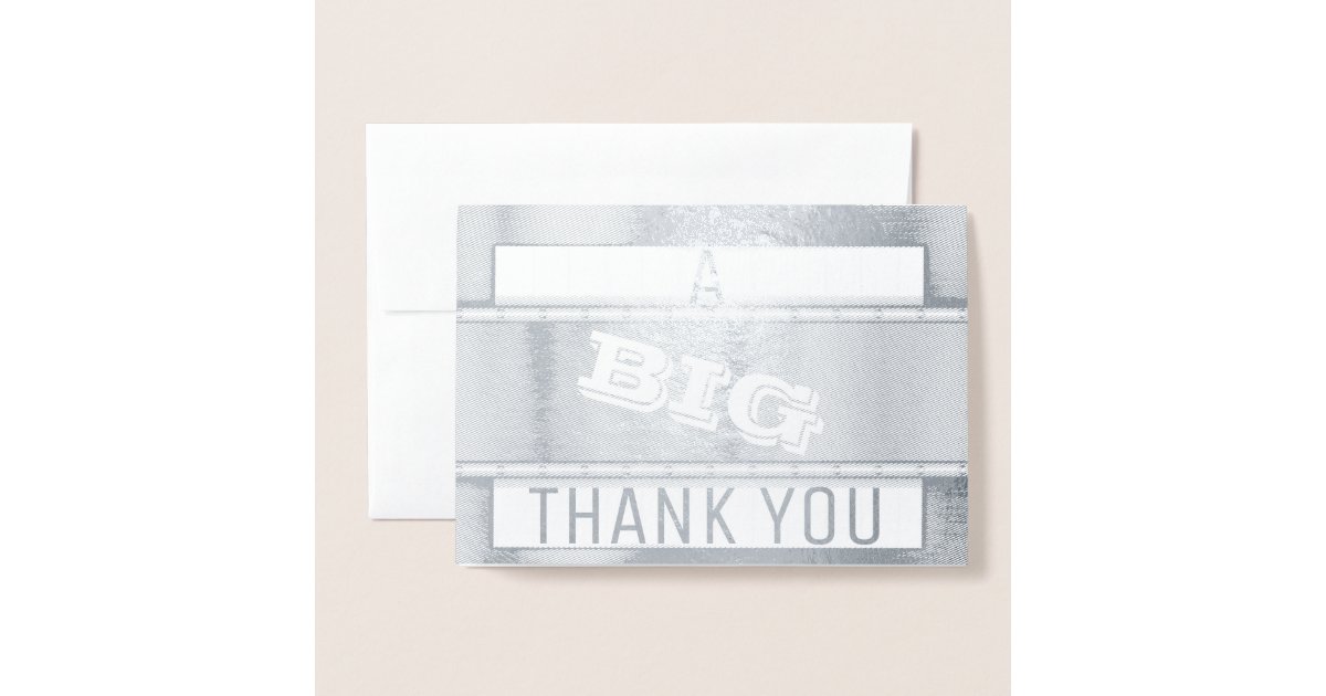 Modern Metal Texture Thank You Foil Card | Zazzle