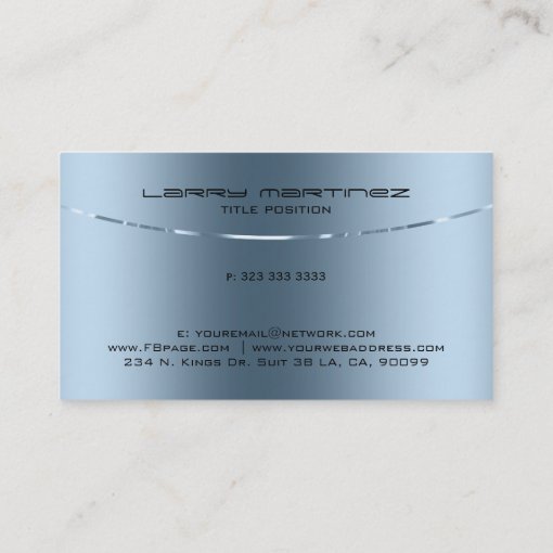 Modern Metallic Blue Stainless Steel Look 2 Business Card | Zazzle