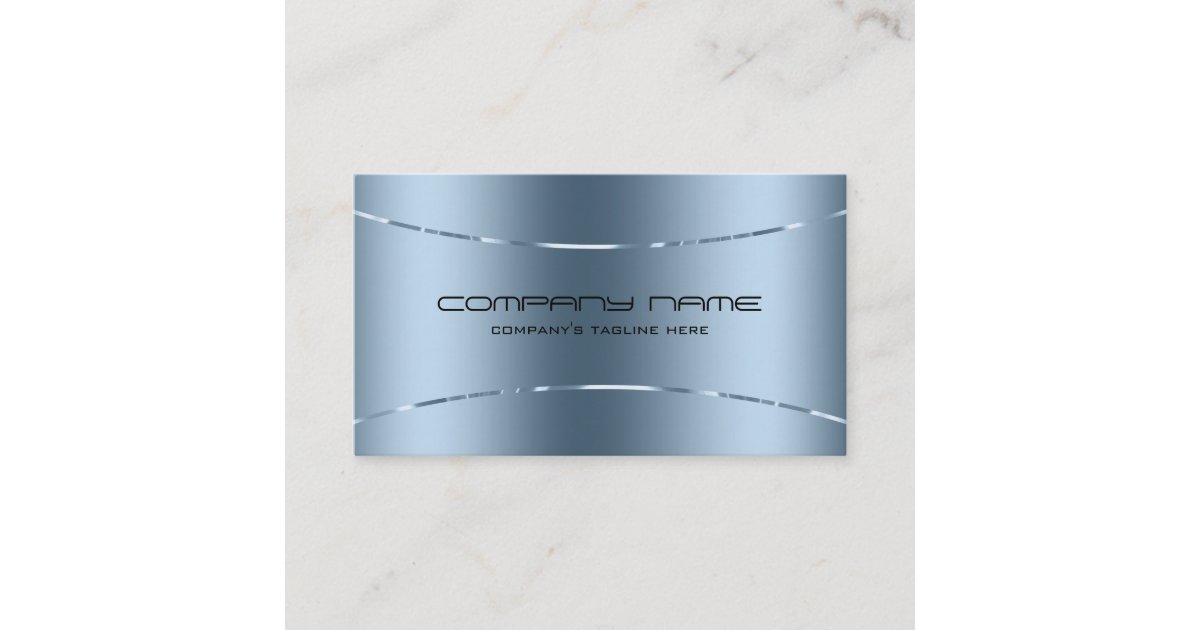 Modern Metallic Blue Stainless Steel Look 2 Business Card | Zazzle