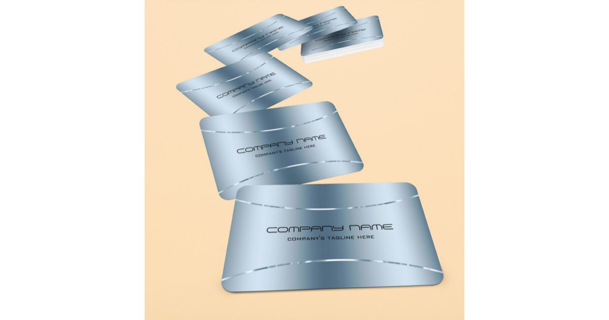 Modern Metallic Blue Stainless Steel Look 2 Business Card | Zazzle