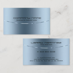 Modern Metallic Blue Stainless Steel Look Business Card | Zazzle