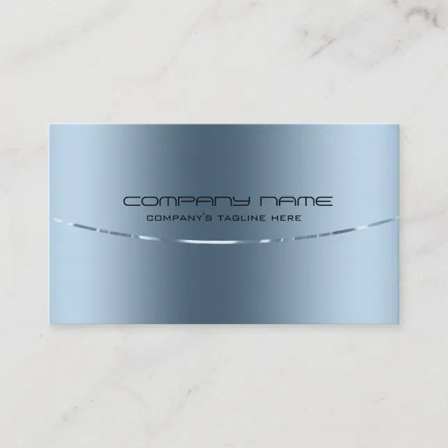 Modern Metallic Blue Stainless Steel Look Business Card | Zazzle