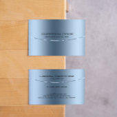 Modern Metallic Blue Stainless Steel Look Business Card | Zazzle