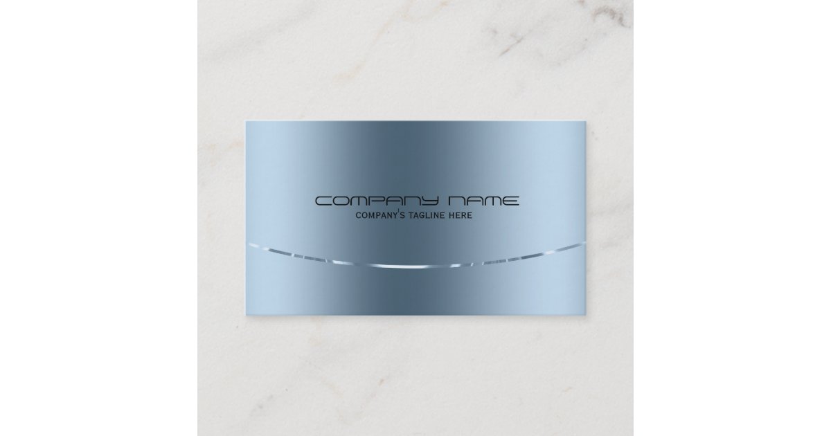 Modern Metallic Blue Stainless Steel Look Business Card | Zazzle