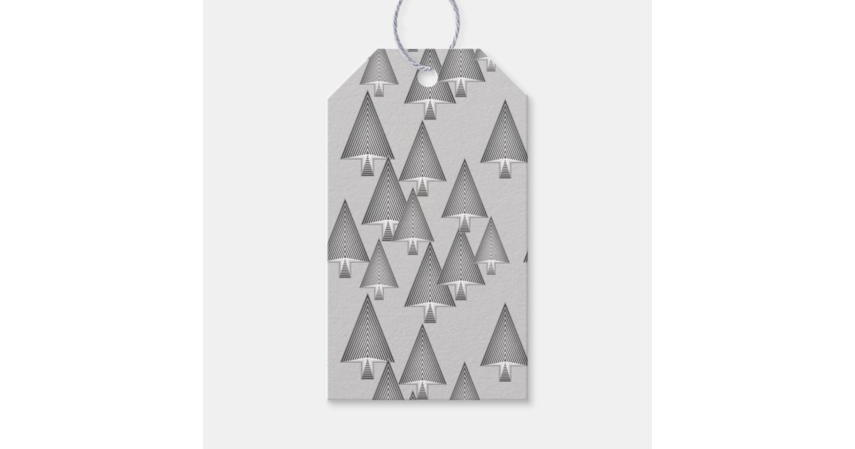 Modern metallic Christmas trees - silver grey Gift Tags | Zazzle