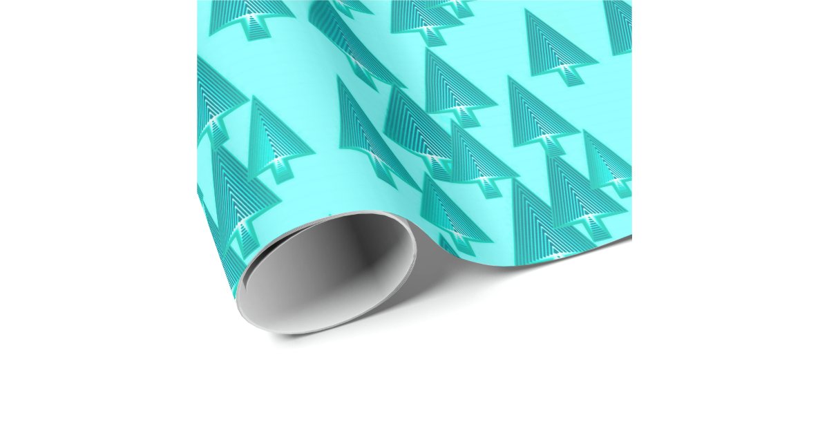 Modern metallic Christmas trees - turquoise Wrapping Paper | Zazzle