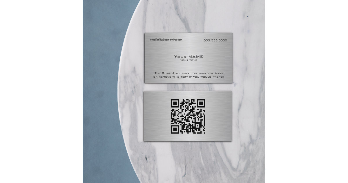 Modern Metallic Custom QR Code Business Card | Zazzle