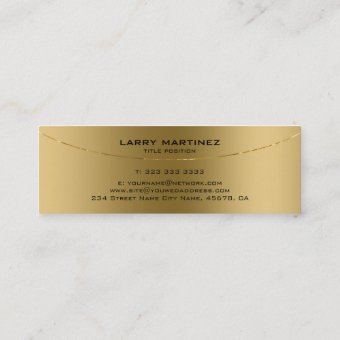 Modern Metallic Faux Gold Stainless Steel Look Bus Mini Business Card ...