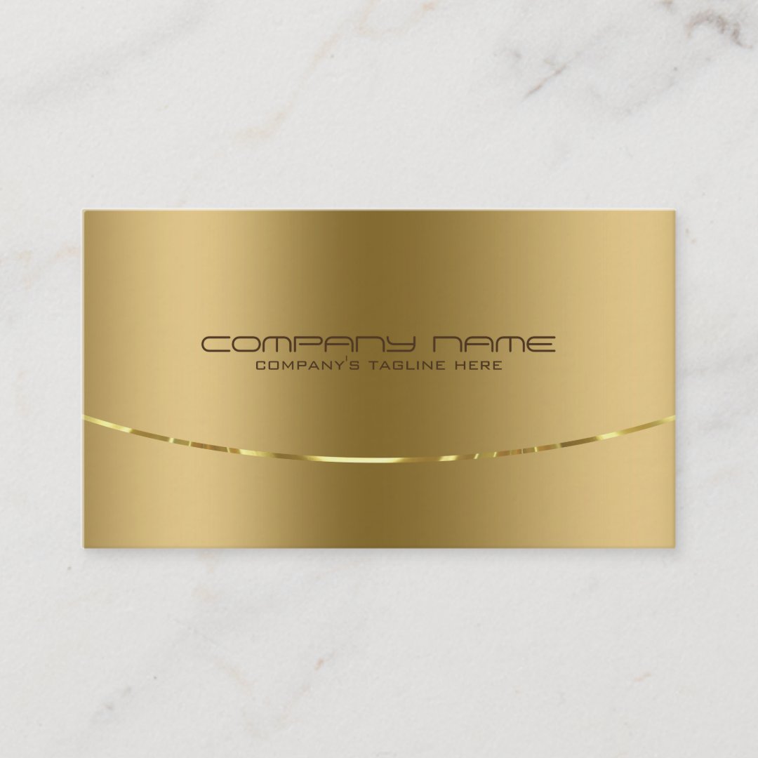 Modern Metallic Gold Design Stainless Steel Look Business Card | Zazzle