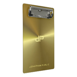 Modern Metallic Gold Look Elegant Monogram Mini Clipboard | Zazzle