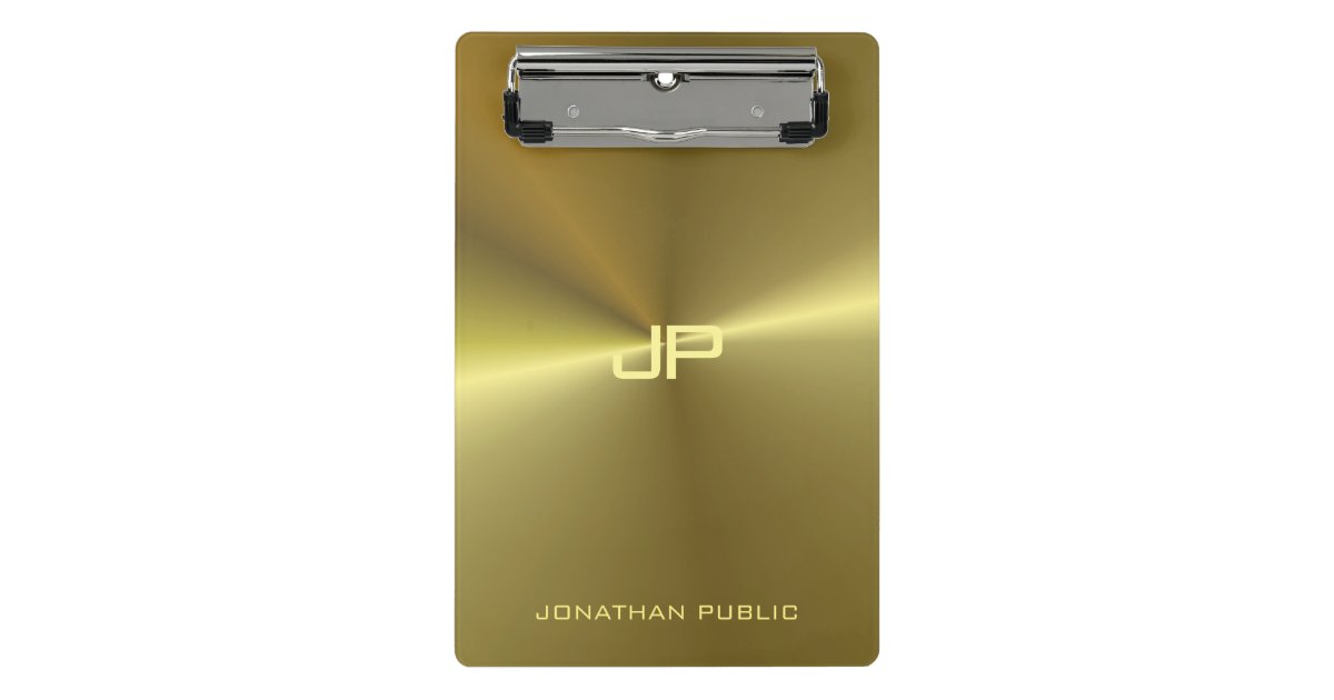 Modern Metallic Gold Look Elegant Monogram Mini Clipboard | Zazzle