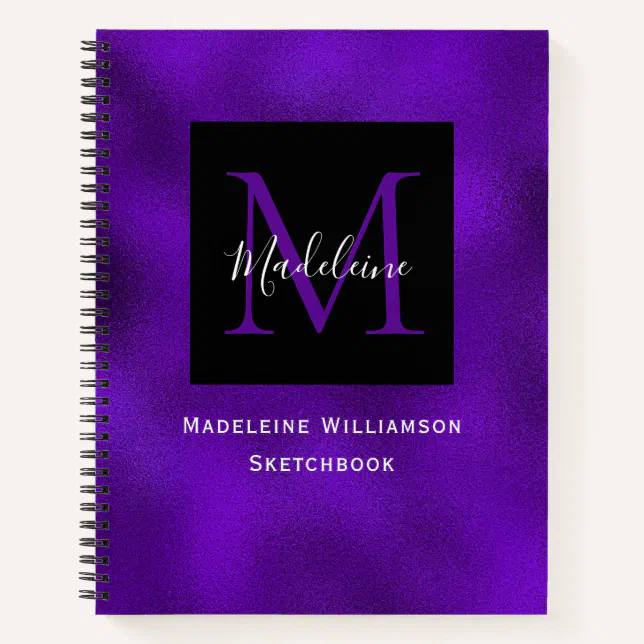 Modern Metallic Purple Effect Sketchbook Notebook | Zazzle