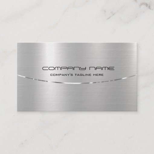 Modern Metallic Silver Brushed Aluminum Look Business Card | Zazzle