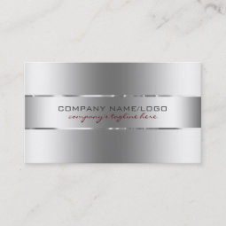 Modern Metallic Silver Design Stainless Steel Look Business Card | Zazzle