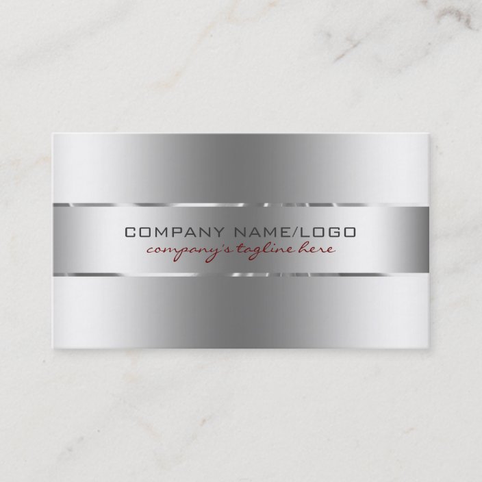Modern Metallic Silver Design Stainless Steel Look Business Card ...