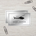 Modern Metallic Steel Silver Helicopter Pilot Business Card | Zazzle