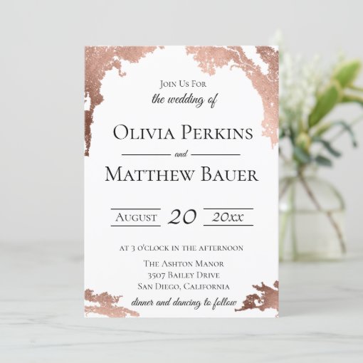 Modern Metallic Wedding Invitation | Zazzle