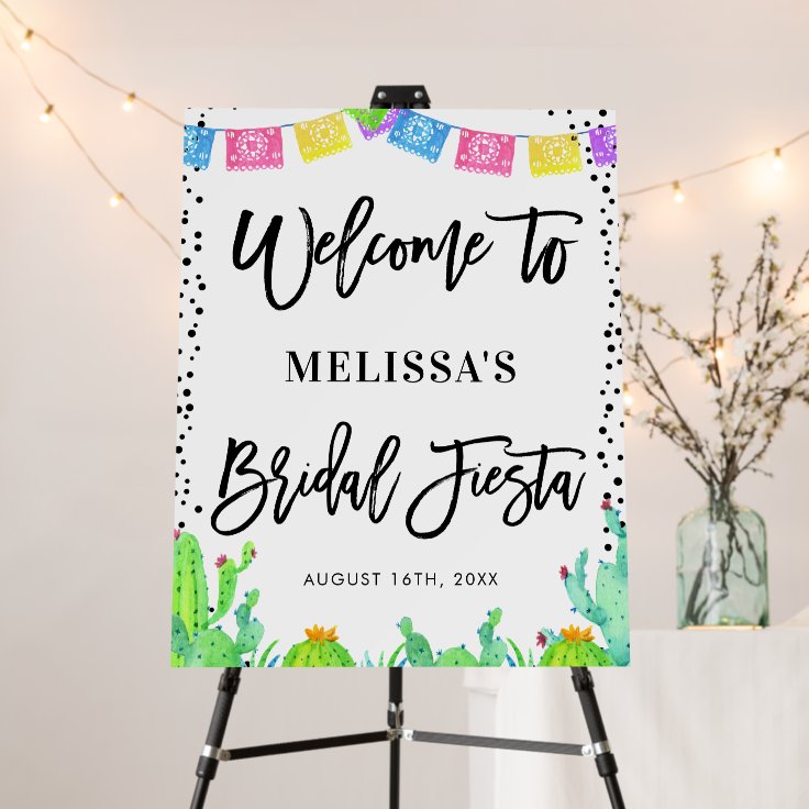 Modern Mexican Fiesta Bridal Shower Welcome Foam Board | Zazzle