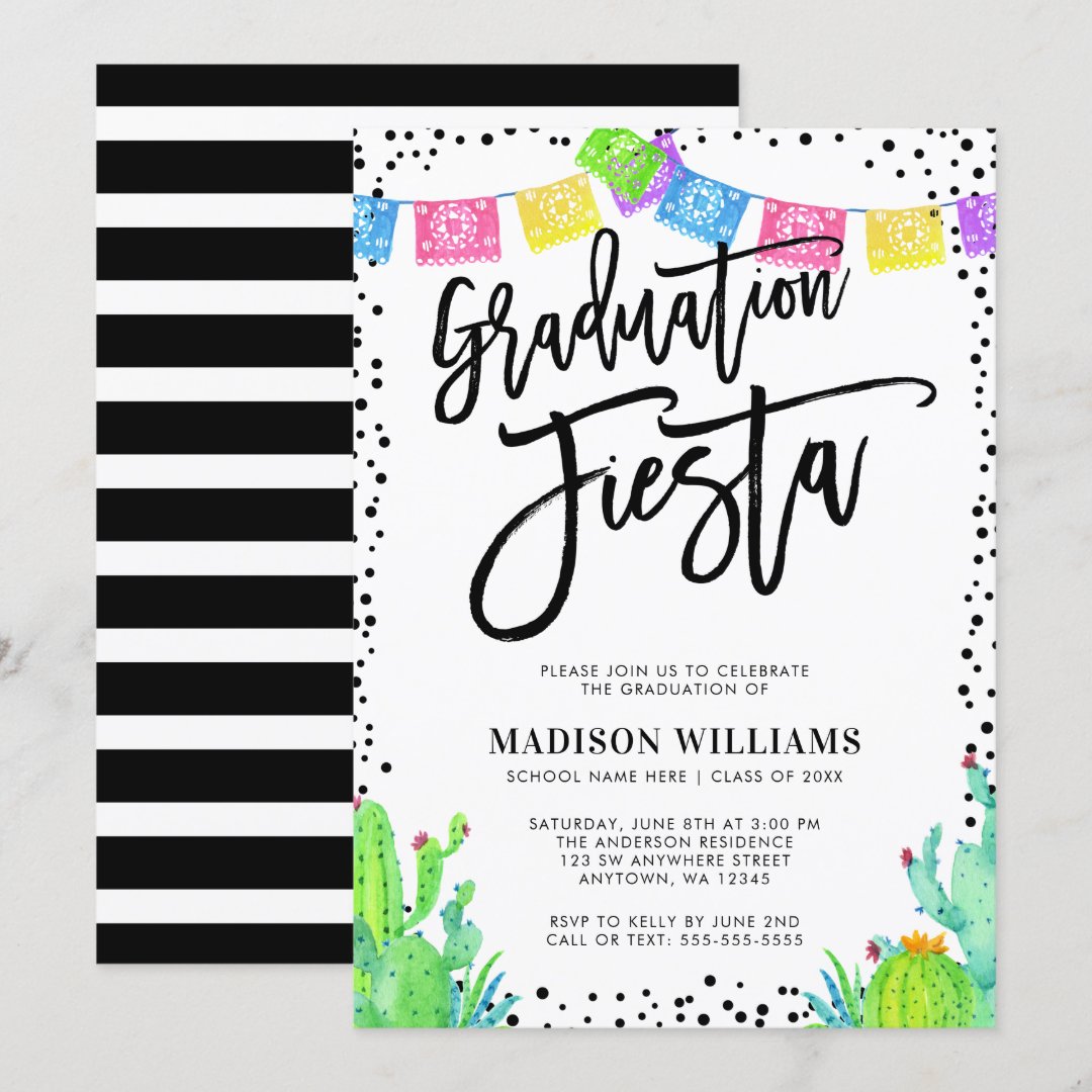 Modern Mexican Fiesta Graduation Party Invitation | Zazzle