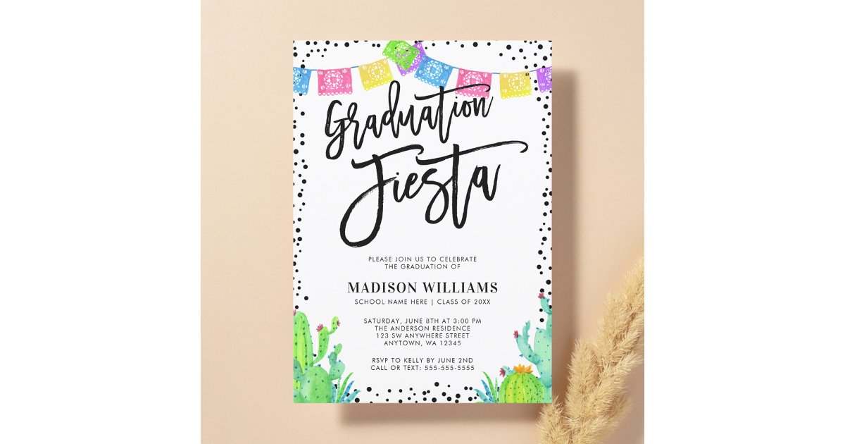 Modern Mexican Fiesta Graduation Party Invitation | Zazzle