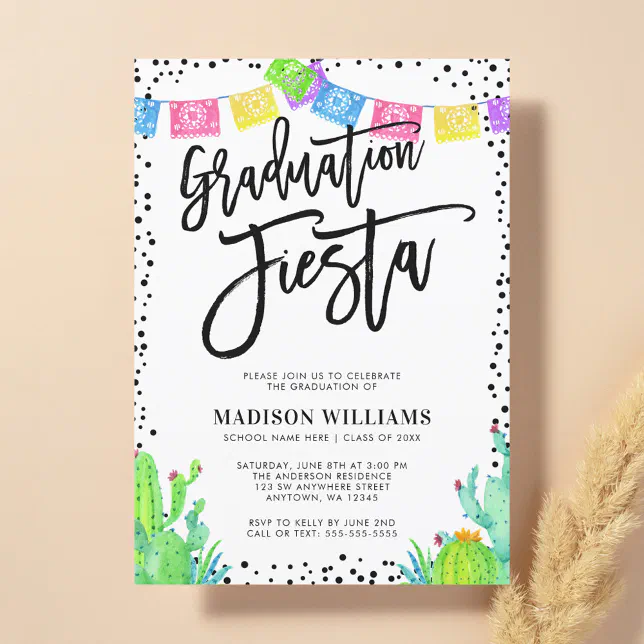 Modern Mexican Fiesta Graduation Party Invitation | Zazzle