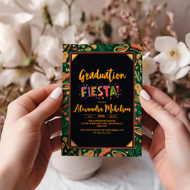 Modern Mexican Fiesta Graduation Party Invitation | Zazzle