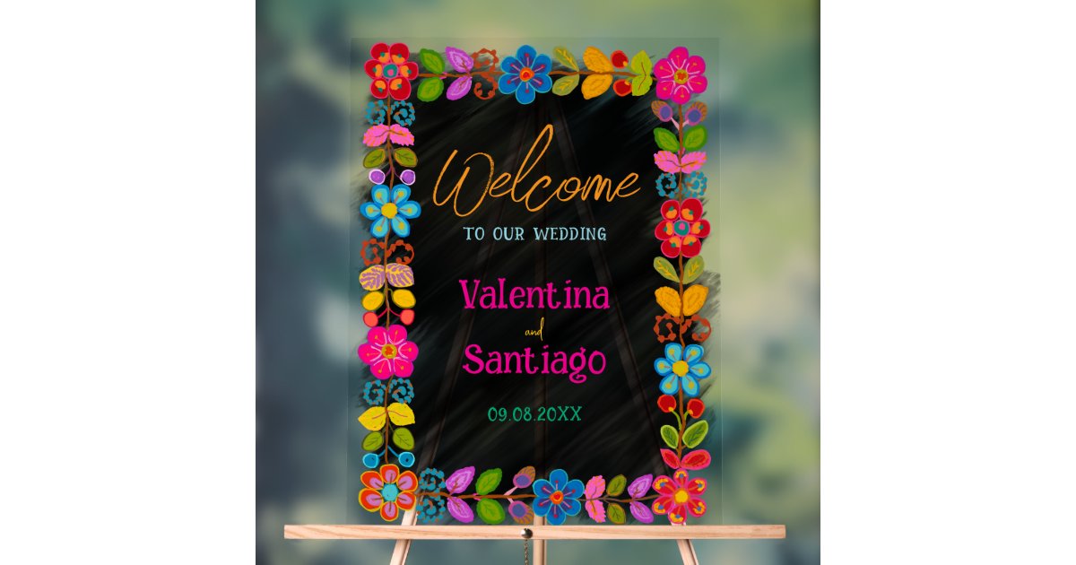 Modern Mexican welcome wedding Acrylic Sign | Zazzle