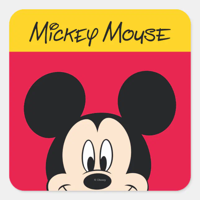 Modern Mickey | Smiling Head Square Sticker | Zazzle